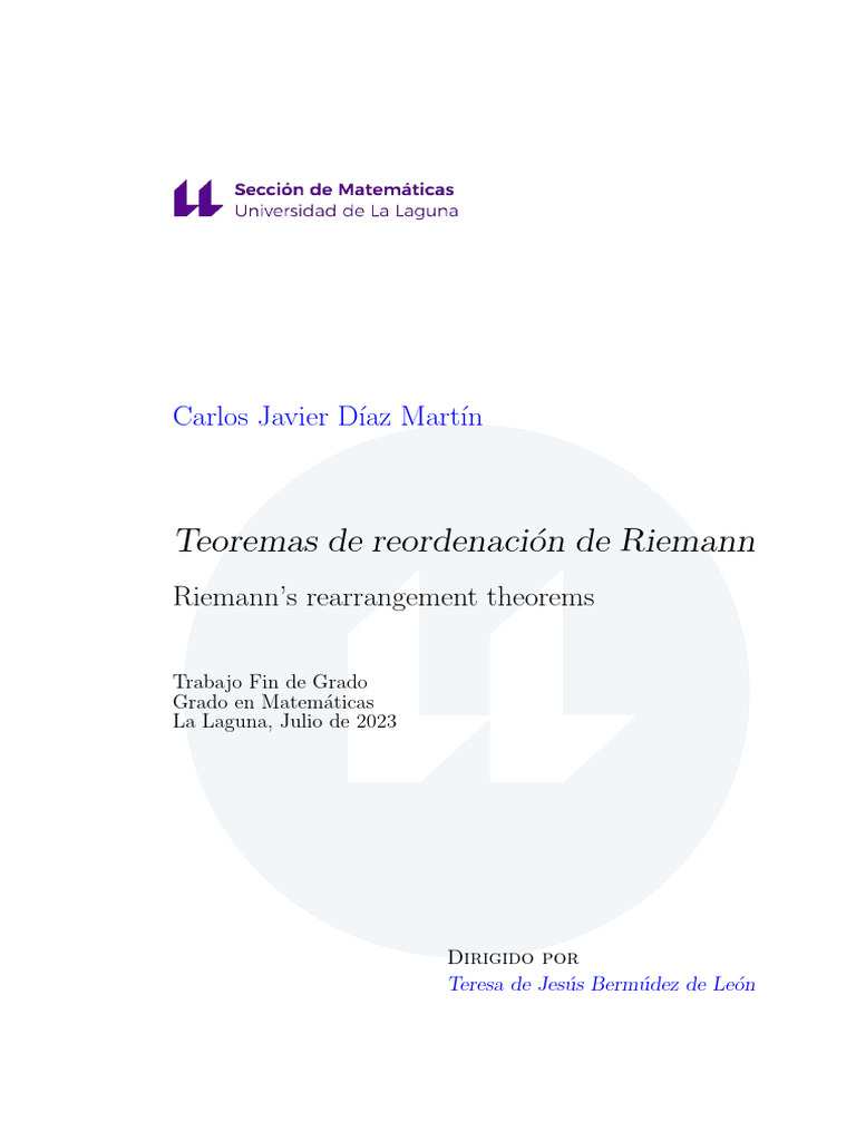 Teoremas de Reordenacion de Riemann | PDF | Series (Matemáticas) | infinito