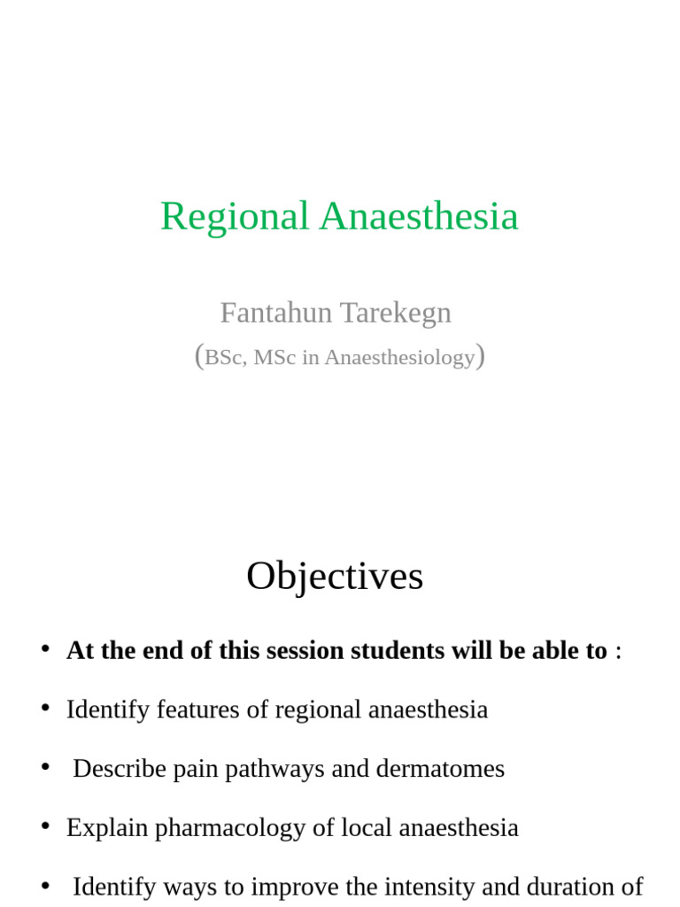 Regional Anaesthesia | PDF | Anesthesia | Medicine