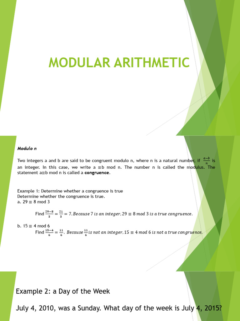 Lecture 10 Modular Arithmetic | PDF | Ring Theory | Abstract Algebra