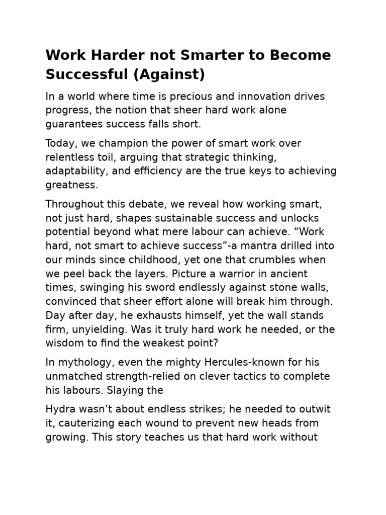 Work Hard Not Smart To Become Successful (Against) | PDF | Creativity