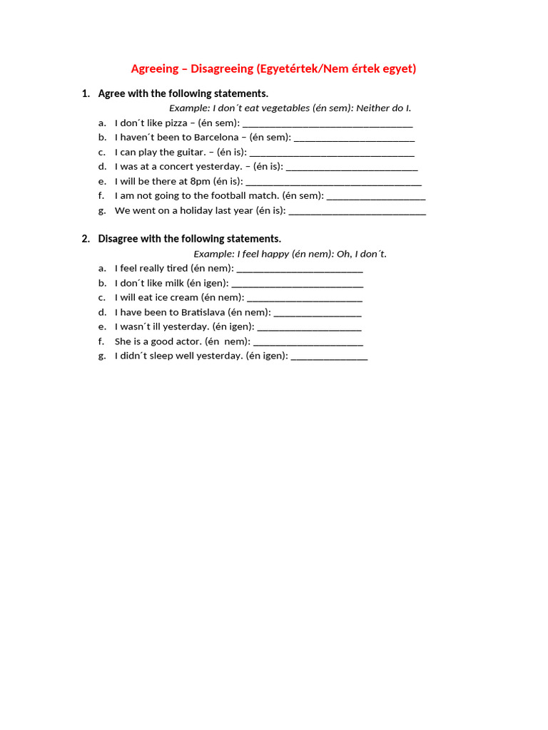Agreeing and Disagreeing in English | PDF