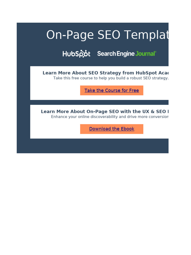 Copy of On-Page SEO Template_ HubSpot and Search Engine Journal | PDF ...