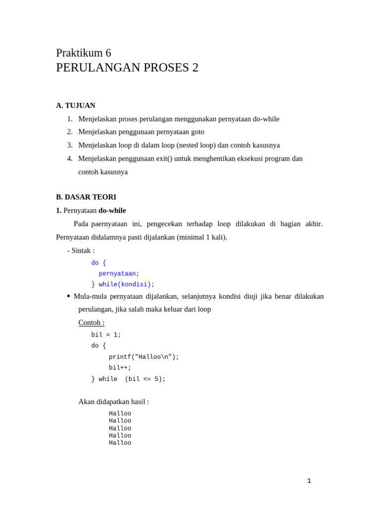 Proses Perulangan dalam Pemrograman C | PDF