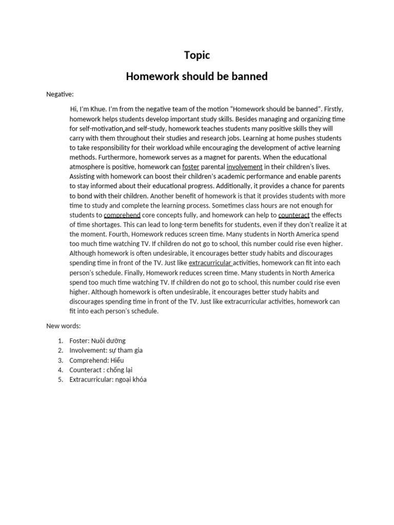 Homework should be banned | PDF
