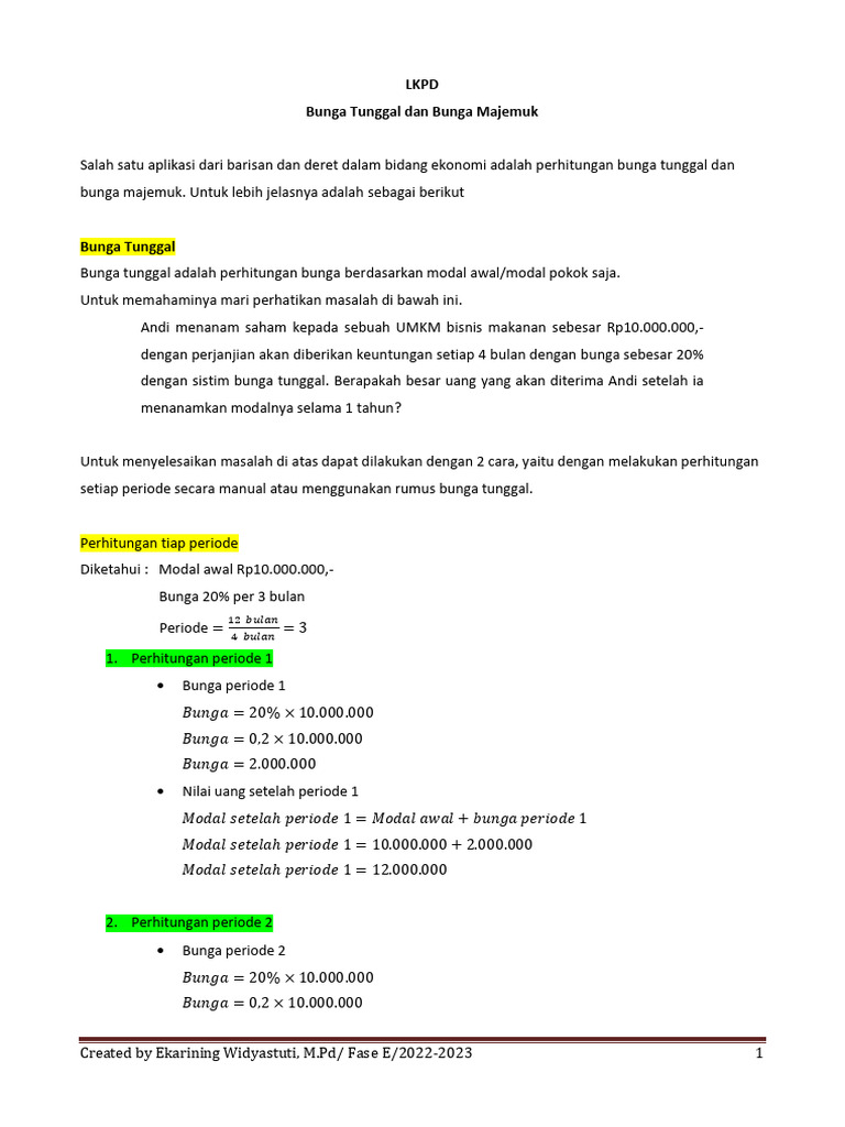 LKPD Bunga Tunggal Bunga Majemuk | PDF