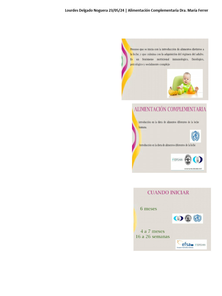 Tema 6.2 Alimentacion Complementaria LADN | PDF | Alimentos | Nutrición