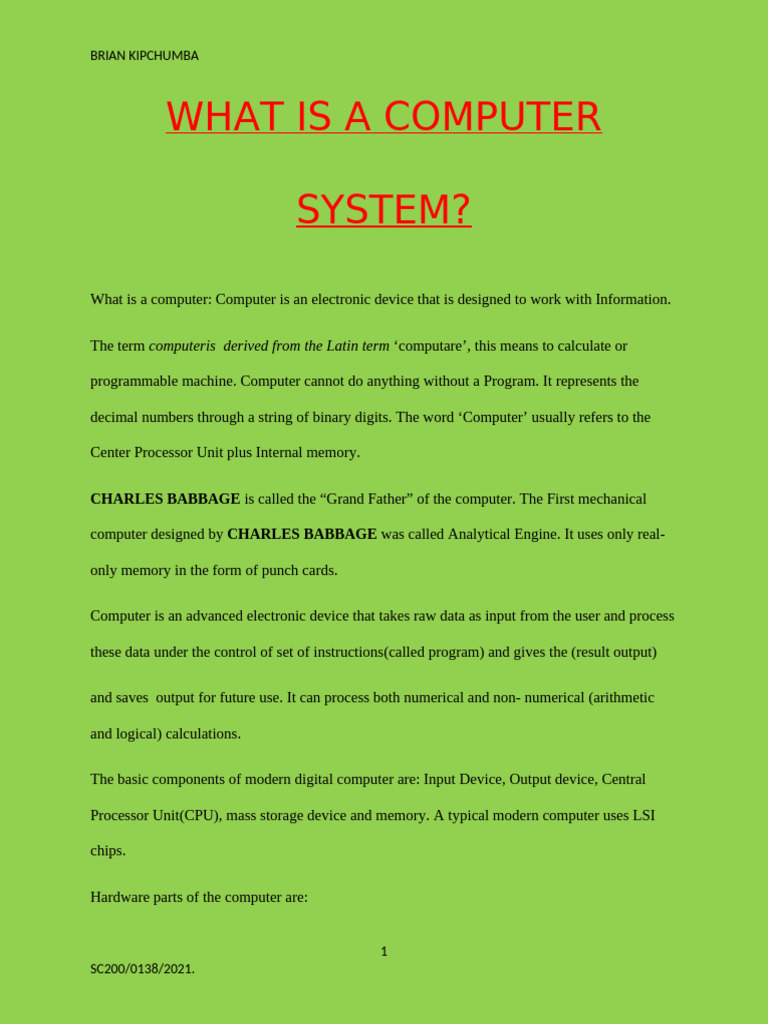 What Is A Computer System | PDF