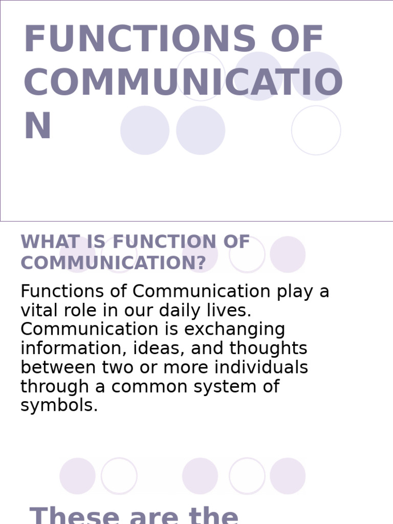 Function of Communication | PDF