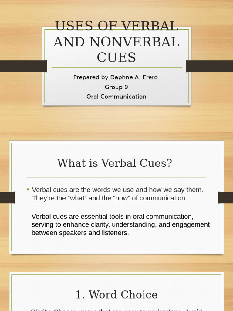 Verbal and Nonverbal Communication Cues | PDF | Body Language ...
