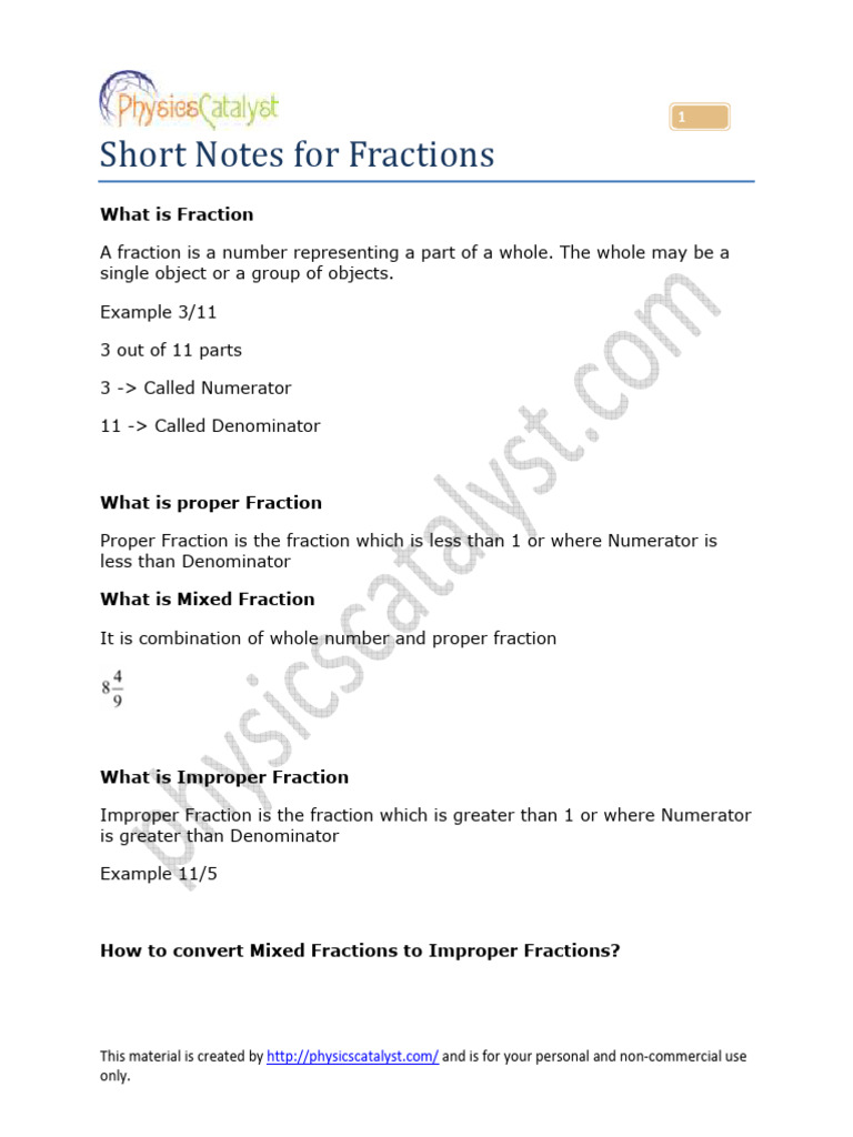 Understanding Fractions: Types & Operations | PDF | Mathematical ...