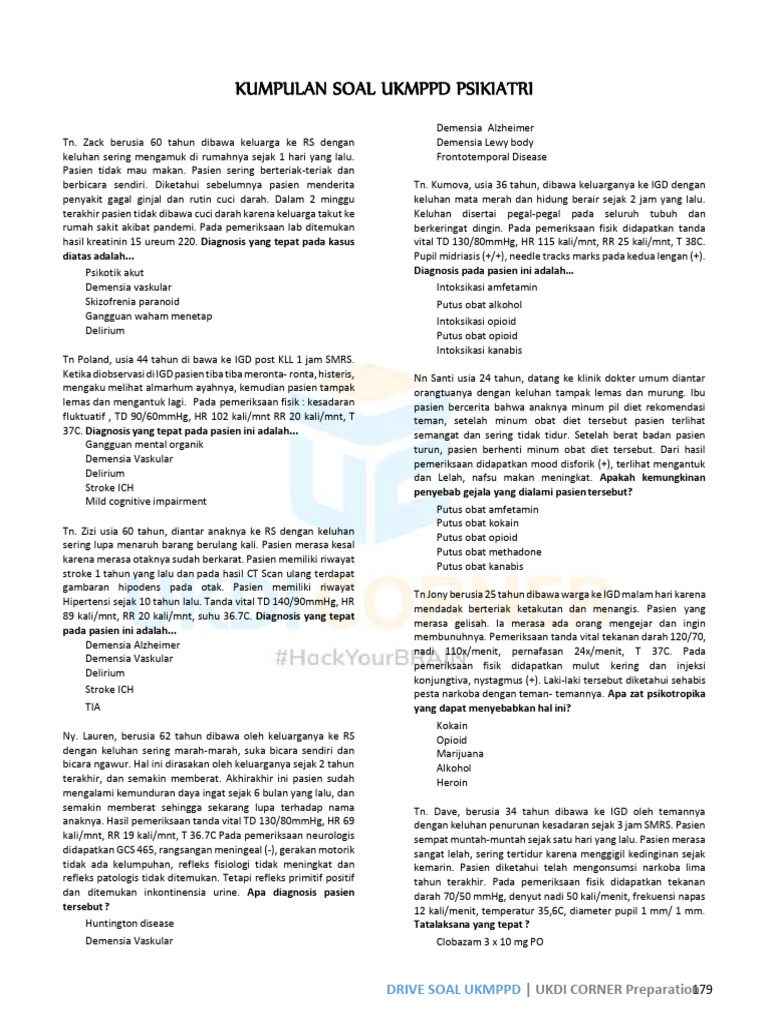 E - Soal Dan Kunci Psikiatri UKMPPD | PDF