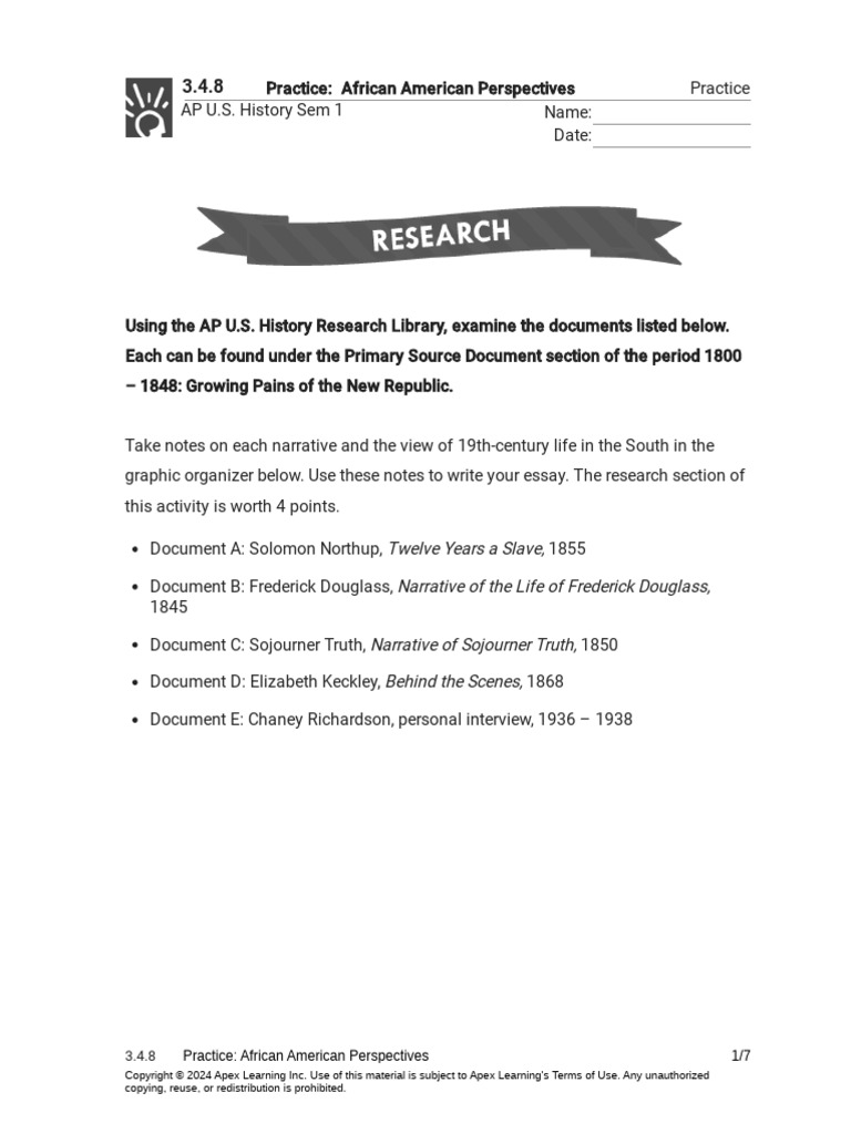 3.4.8 Practice - African American Perspectives (Practice) | PDF ...