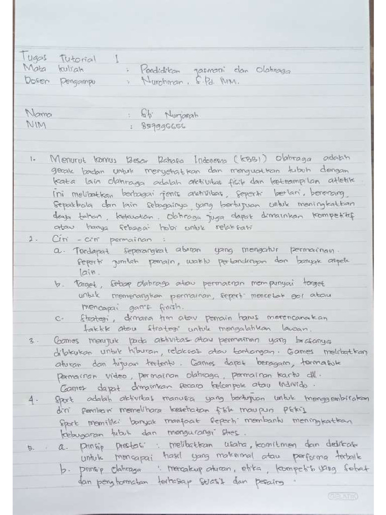 Tugas Penjas 1 Ut | PDF