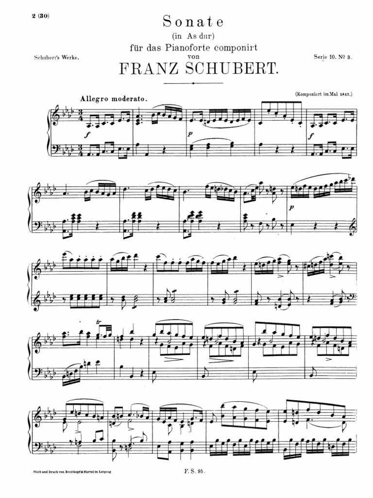 Complete Score - Piano Sonata in A-Flat Major, D.557 (Schubert) | PDF