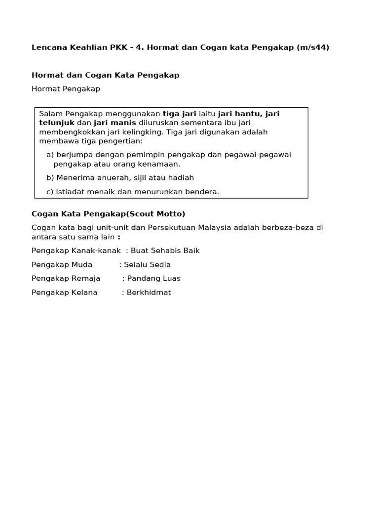 Lencana Keahlian PKK 4. Hormat Dan Cogan Kata | PDF