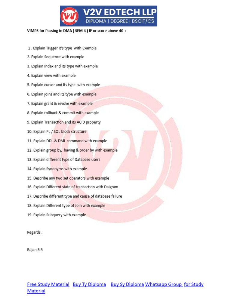 Dma Imp Question Only Theory To Pass | PDF