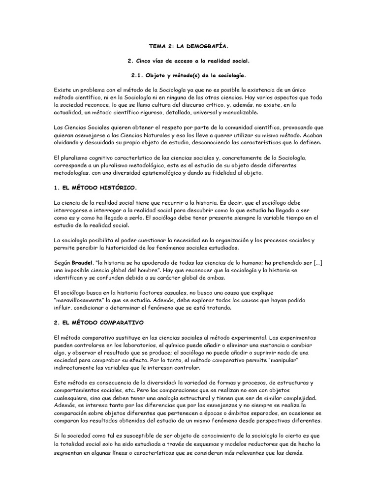 Resumen Tema 2-5 | PDF | Método científico | Demografía