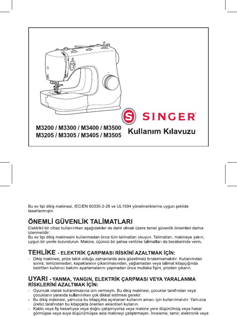 439 - 20191204131301 - Singer m3200 3300 3400 3500 Kullanim Kilavuzu | PDF