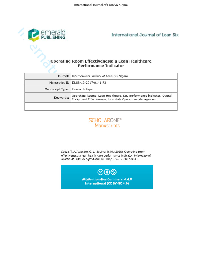 Operating Room Effectiveness A Lean Health Care Performance 4h9r79dzju ...