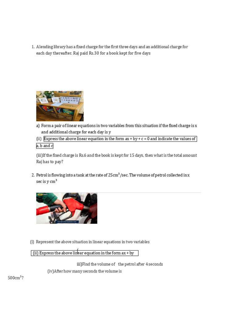 Grade 9 Work Sheet 16 Linear Equation Case Study | PDF | Equations ...