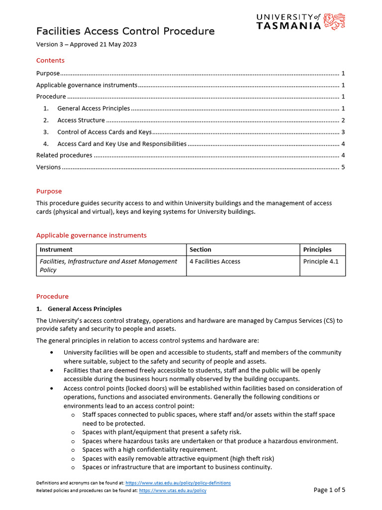 Facilities-Access-Control-Procedure | PDF | Access Control