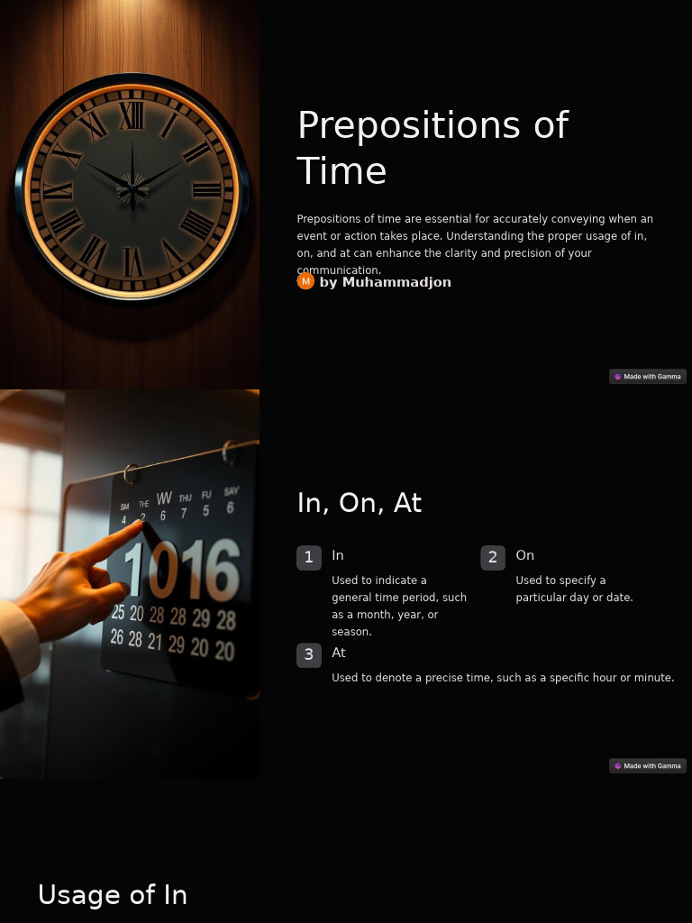Prepositions of Time | PDF