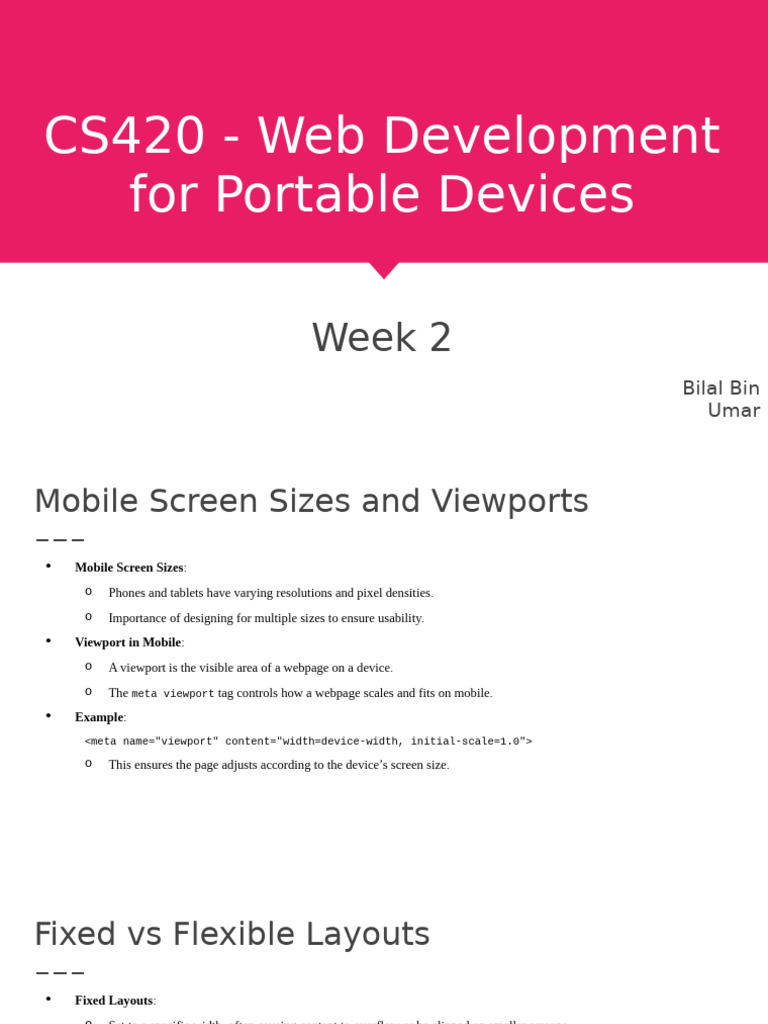 CS420 Week 2 | PDF | Page Layout | Responsive Web Design