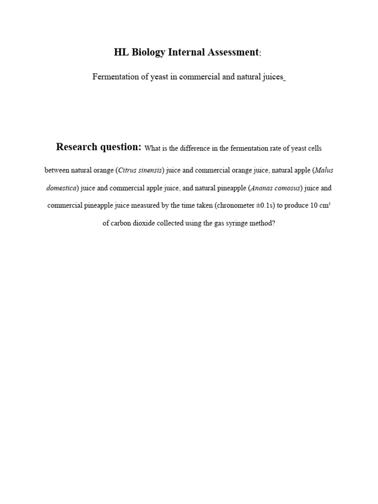 Biology IA Sample (Grade 20 Out of 24) | PDF | Cellular Respiration ...
