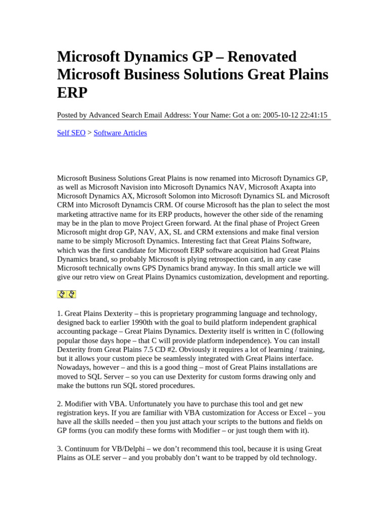 Microsoft Business Solutions | PDF | Information Technology Management | Data Management