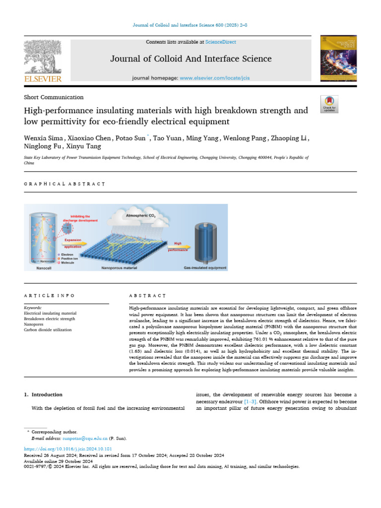 High Performance Insulating Materials With High Breakdown Strength and ...