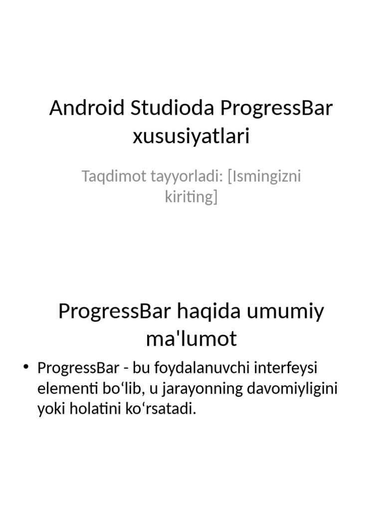 Android ProgressBar Taqdimot | PDF