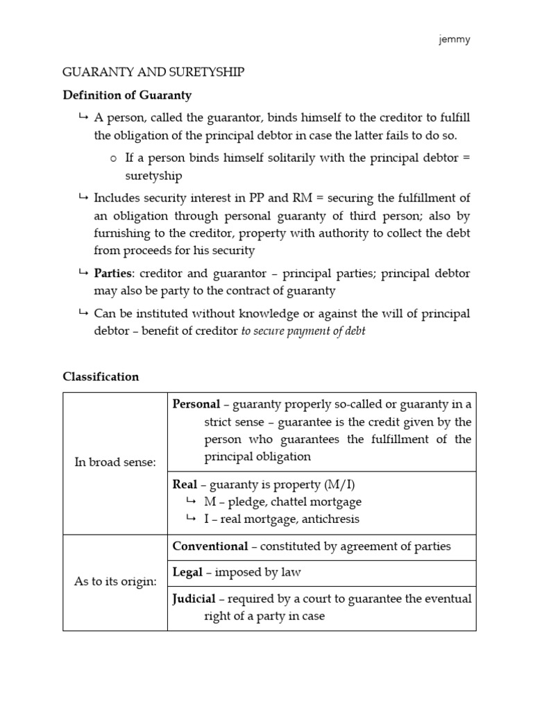 Guaranty and Suretyship | PDF | Guarantee | Surety