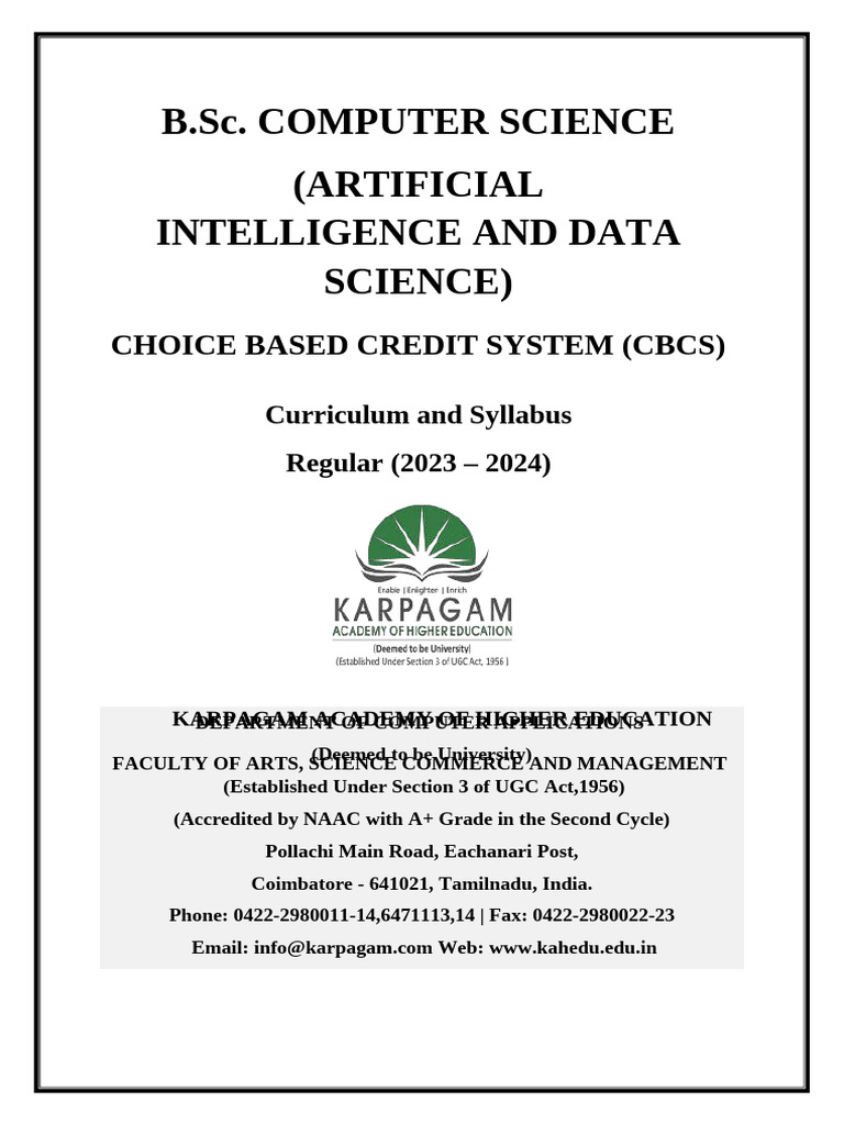 b Sc Cs Ai Ds Syllabus 2023 2024 | PDF | Thesis | Interdisciplinarity