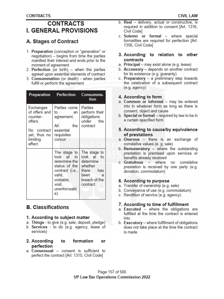 Contracts-Civil-Law-Reviewer | PDF | Offer And Acceptance | Legal Concepts