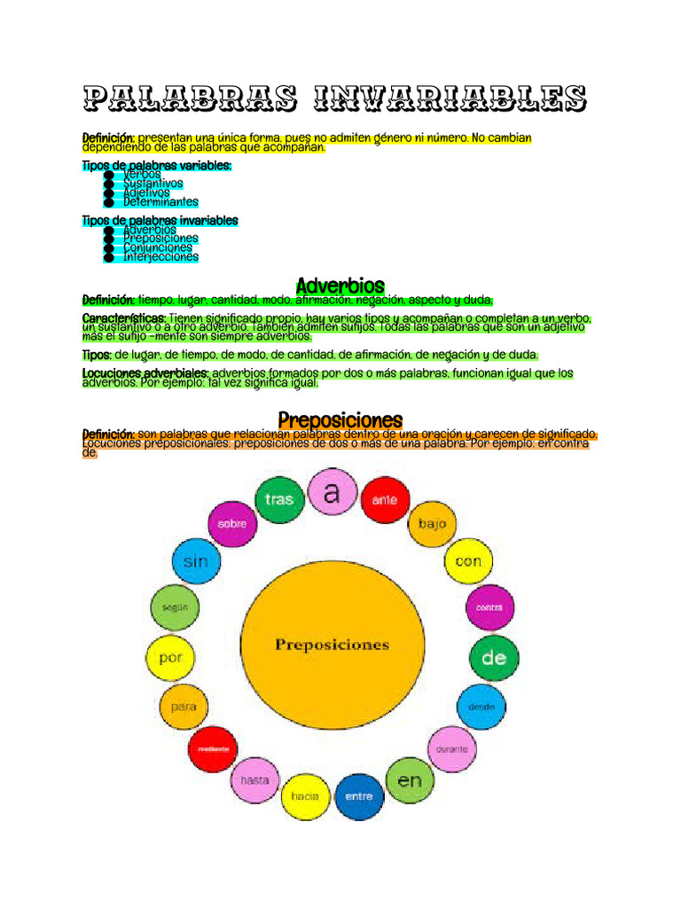 Palabras Invariables | PDF