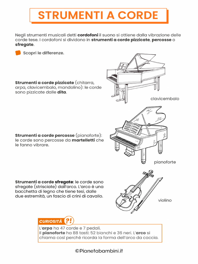 Schede Didattiche Strumenti Corde Classe 4 | PDF
