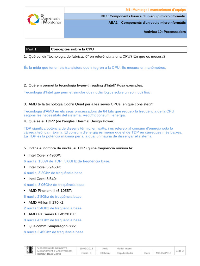 NF1-A10 - Processadors - Part1 | PDF