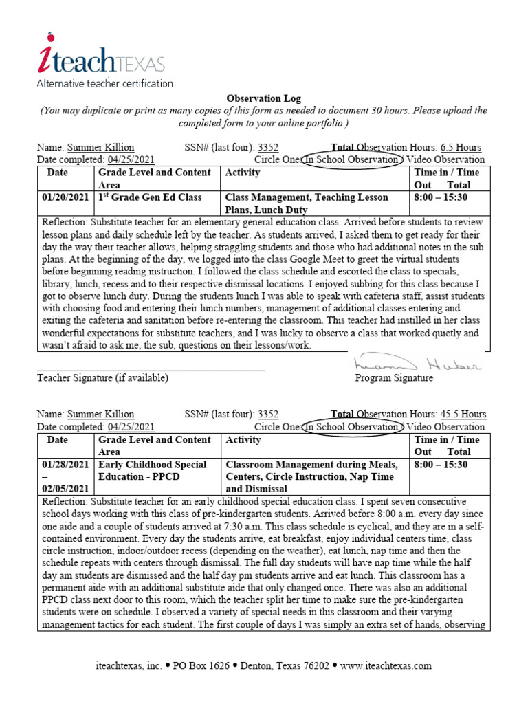 Substitute Teaching Reflections | PDF | Teachers | Lesson Plan