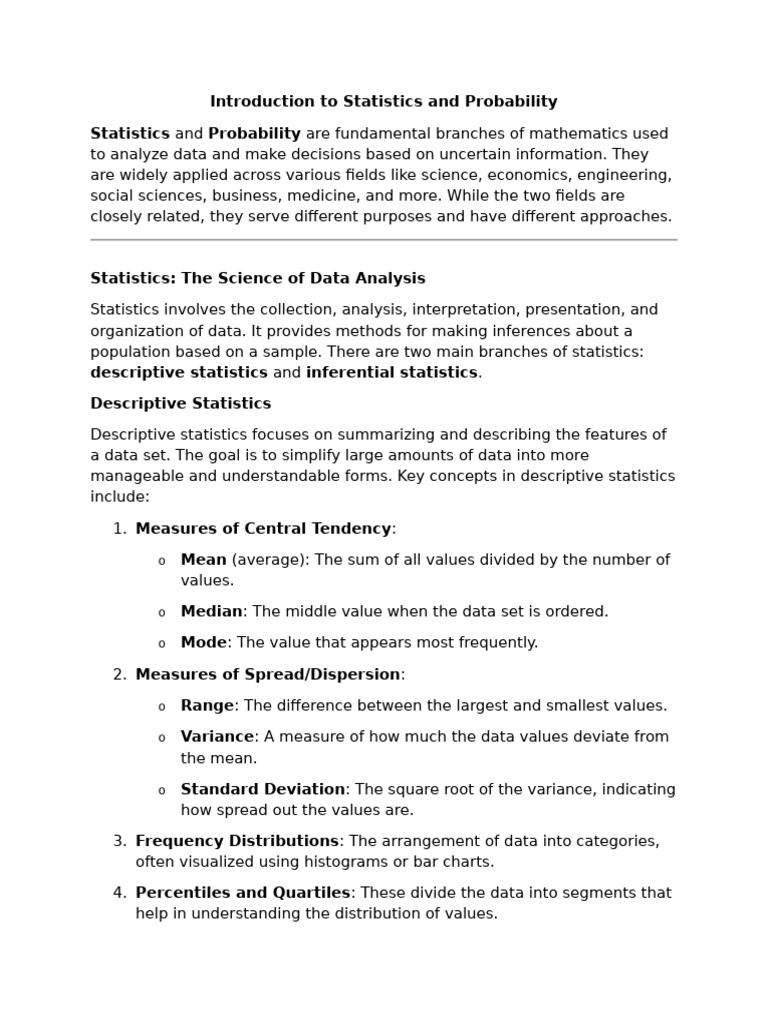 Introduction-to-Statistics-and-Probability | PDF | Statistics | Calculus