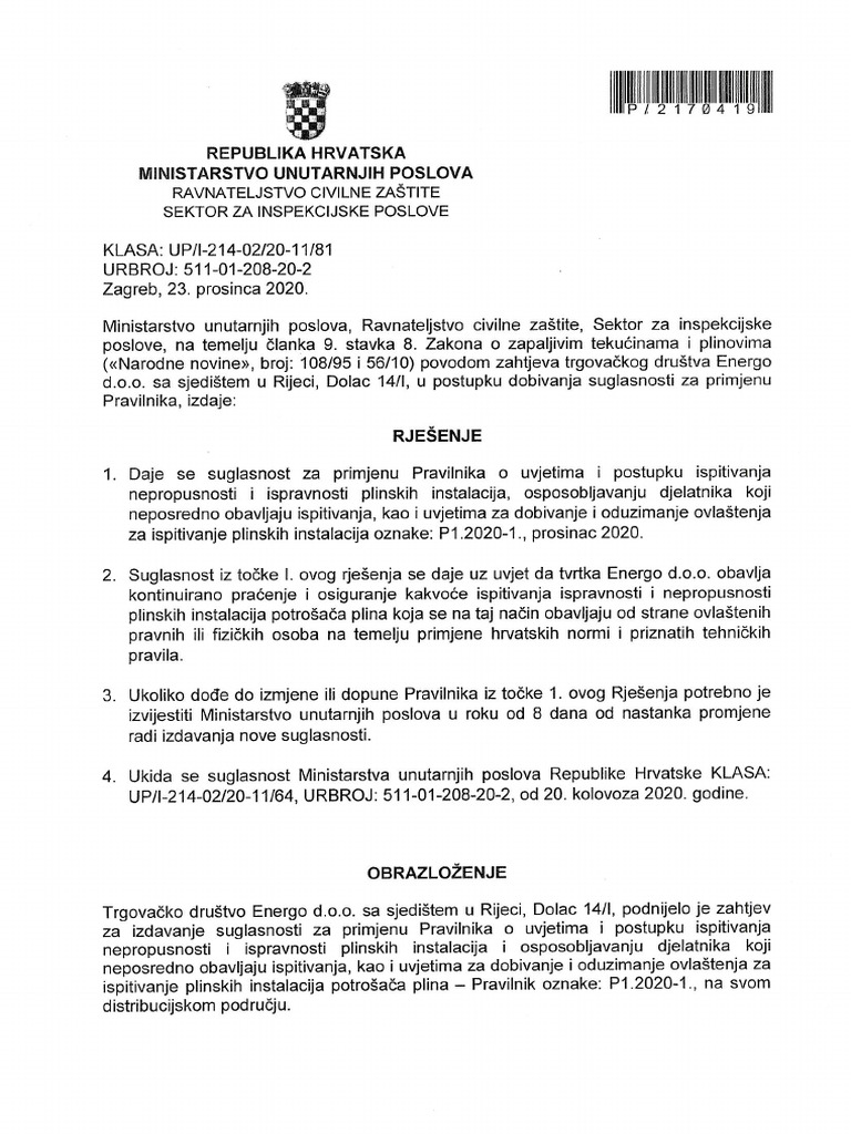 Pravilnik ENERGO Rijeka | PDF