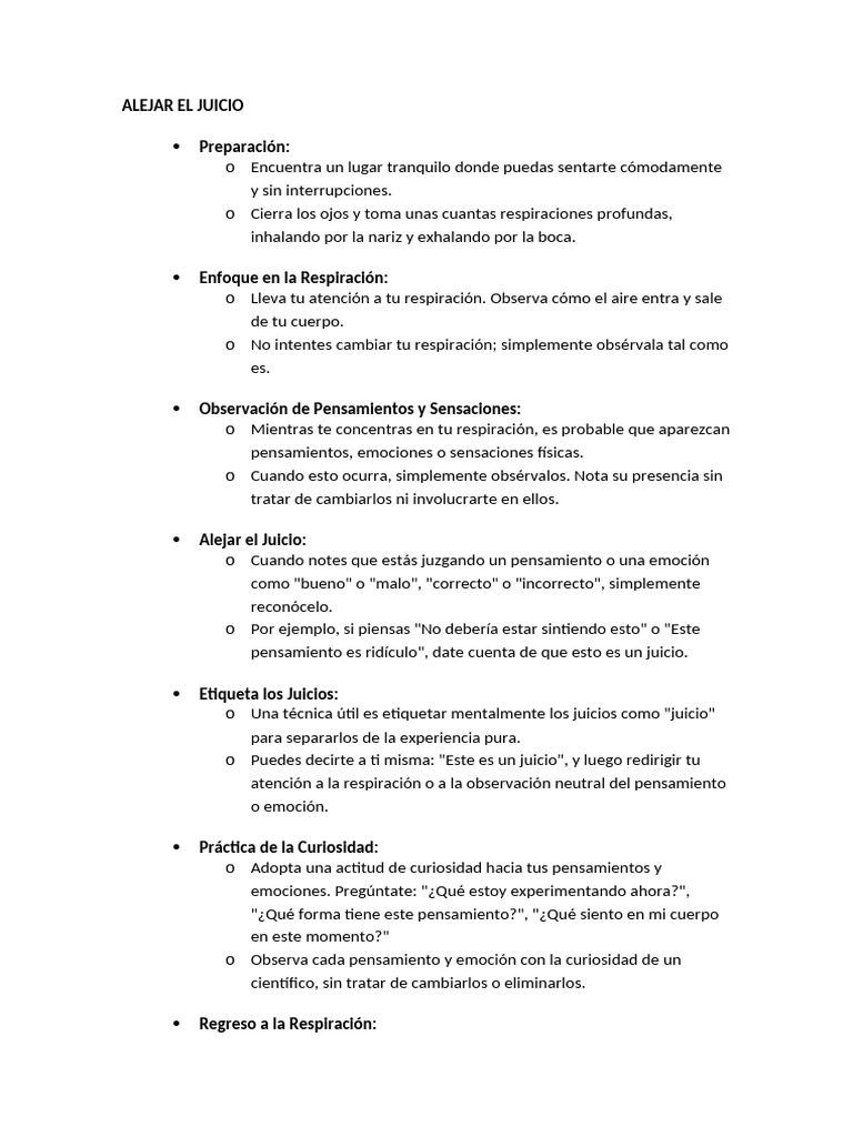 ALEJAR EL JUICIO | PDF | Pensamiento | Respiración ALEJAR EL JUICIO | PDF | Pensamiento | Respiración