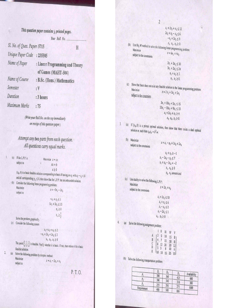 Dec 17 V Sem BSC Hons Maths | PDF