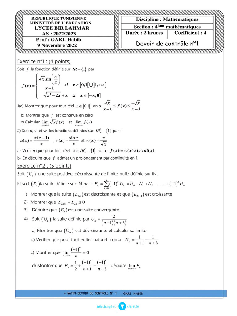 Devoir de Controle n1 | PDF