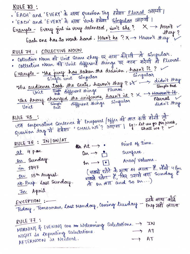 English Grammar Rules 73 To 87 | PDF