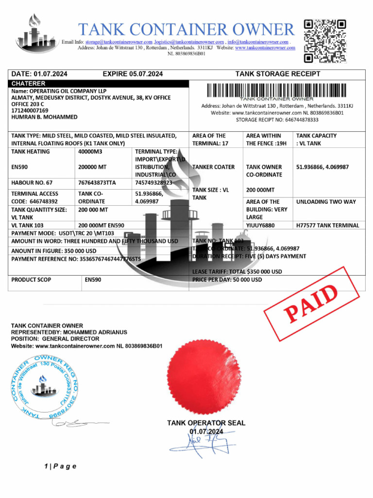 Tank Container Owner New TSR . | PDF