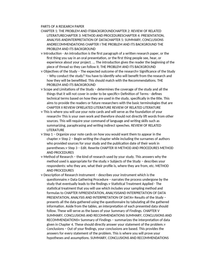 Parts of A Research Paper | PDF | Statistics | Scientific Method
