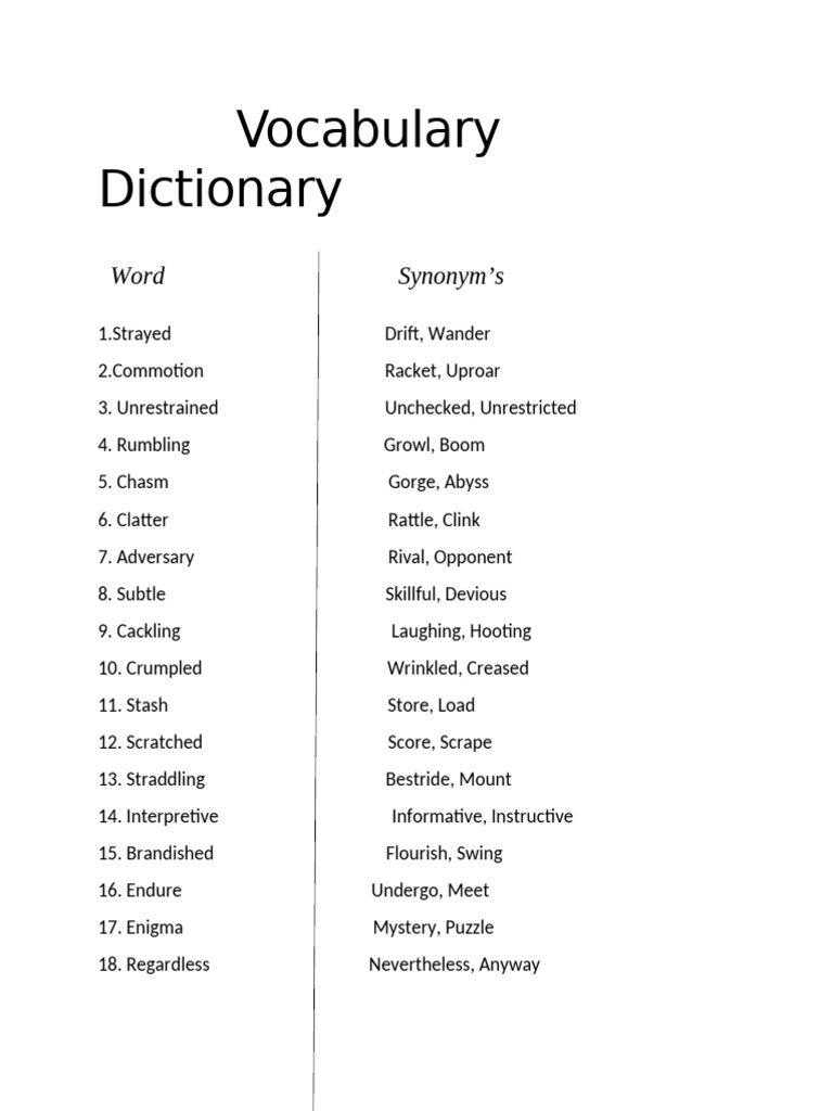 Vocabulary Dictionary | PDF