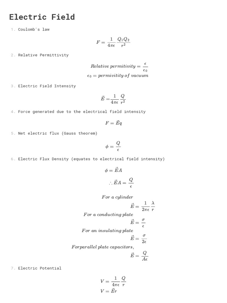 Equations 1 | PDF | Permittivity | Electric Field