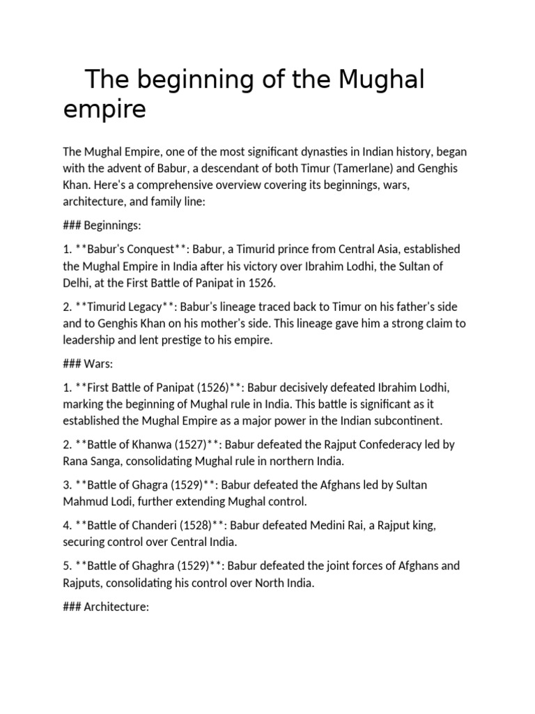 The Beginning of The Mughal Empire | PDF | Mughal Empire
