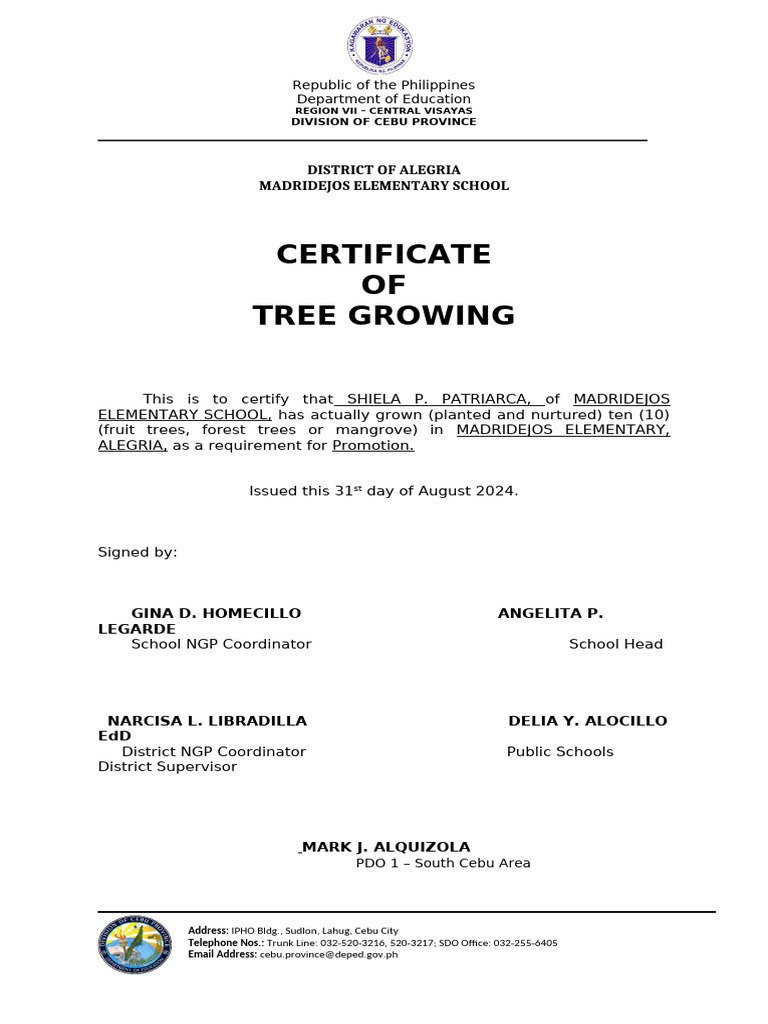 NGP CErtificate 2022 1 | PDF | Trees | Botany